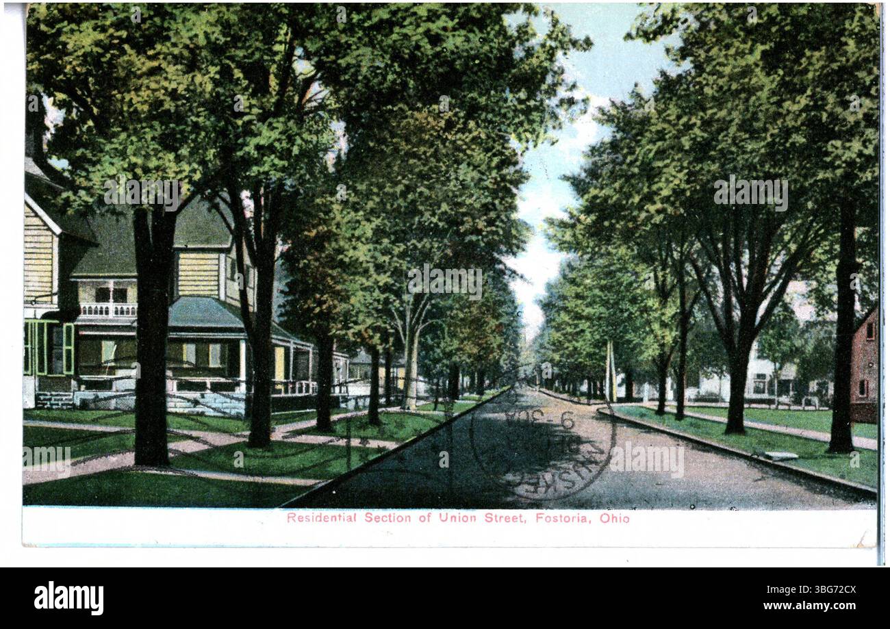 This color postcard shows the residential section of Union Street in ...