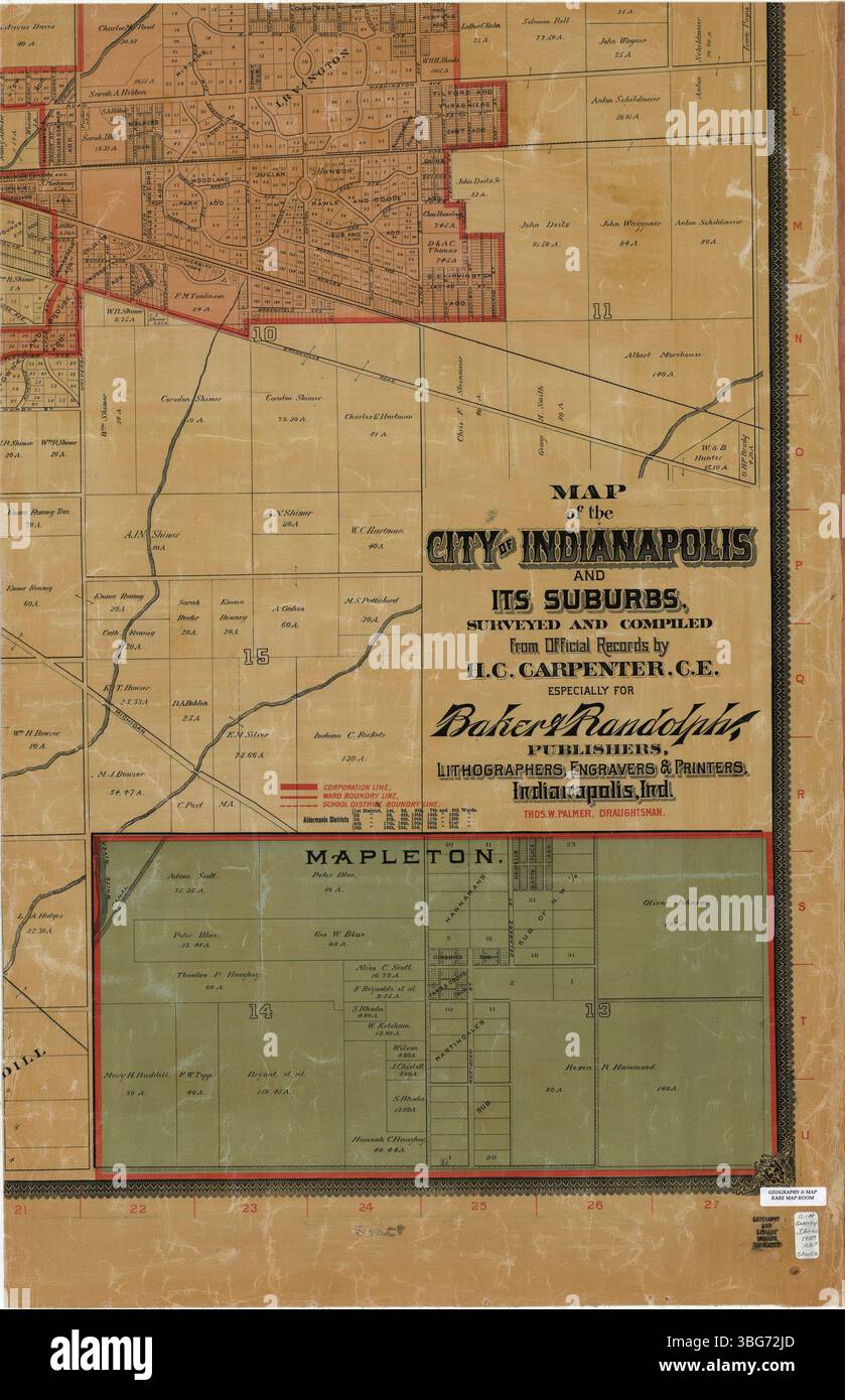 This map of Indianapolis and its suburbs was compiled from official ...
