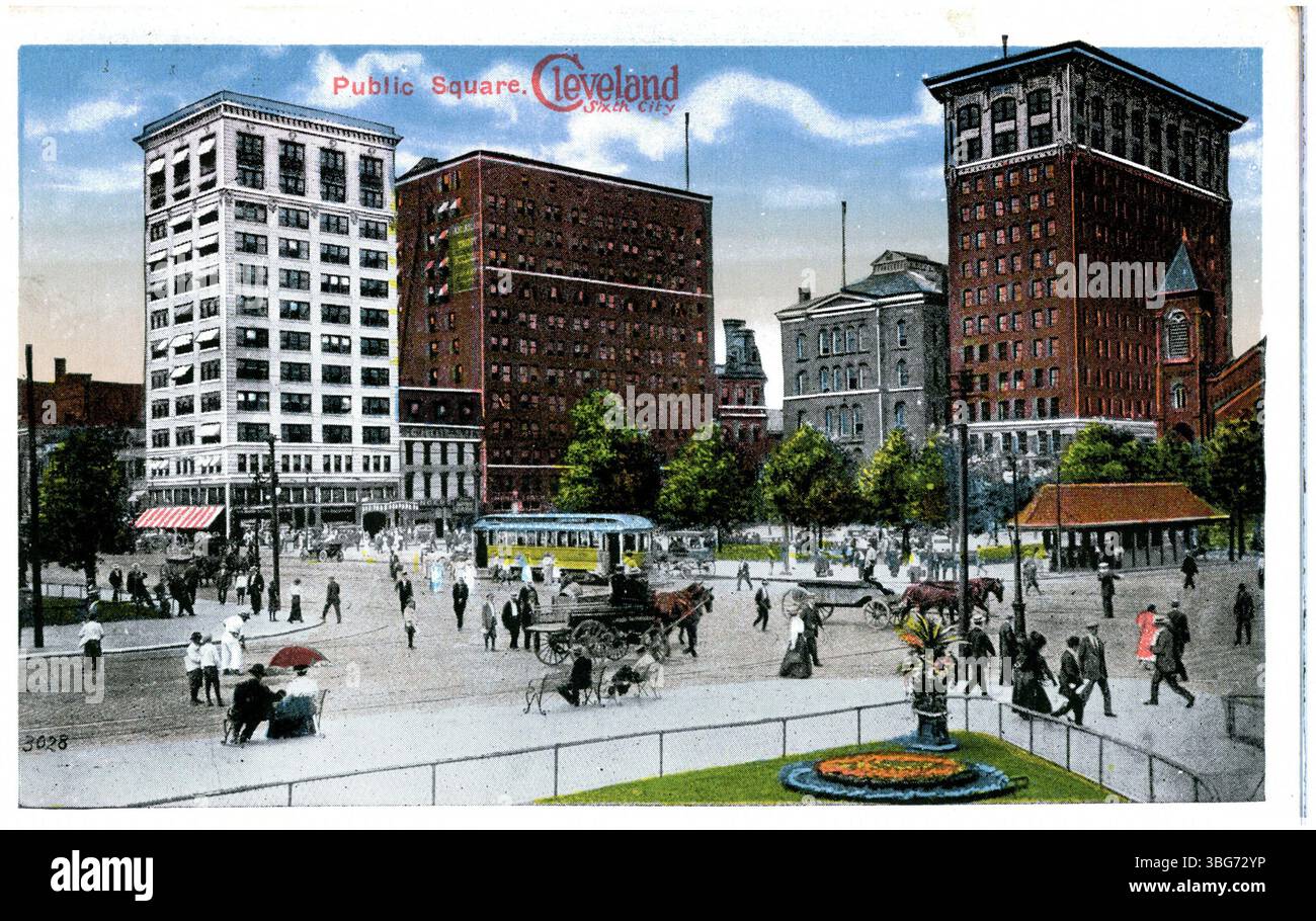 Public Square in Cleveland, Ohio, a central hub with monuments ...