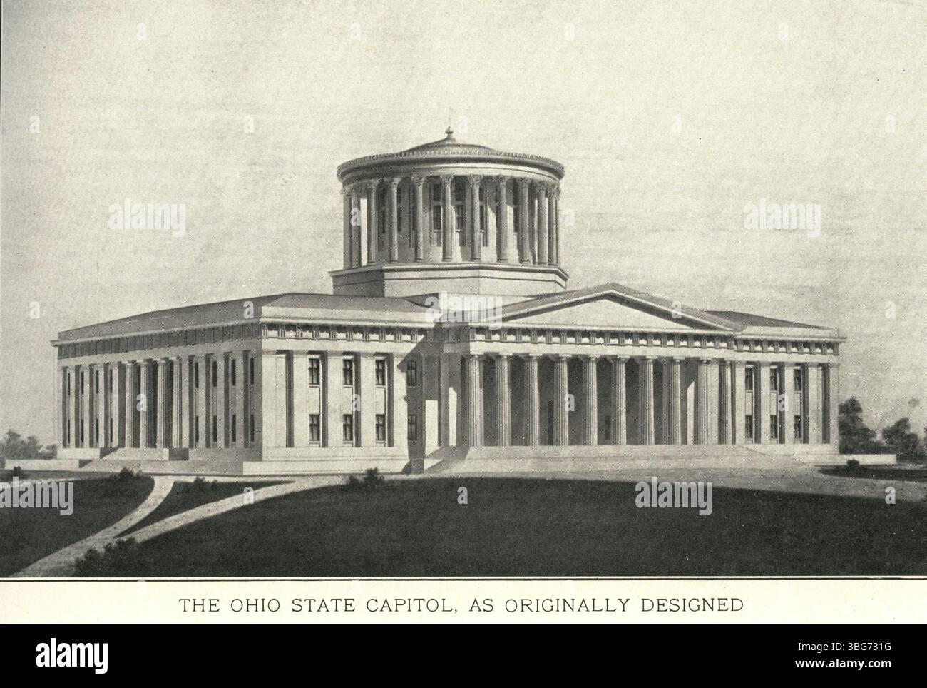 A black-and-white drawing of the original design for the Ohio ...