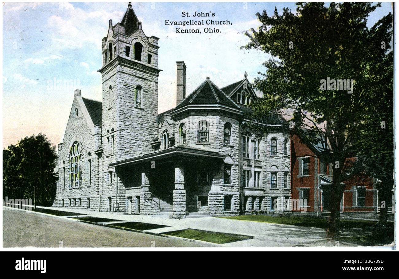 A view of St. John's Evangelical Church in Kenton, Ohio, captured in a ...