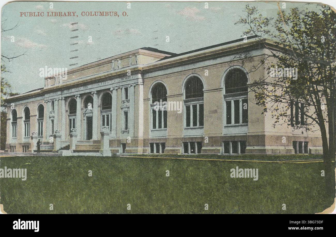 This 1907 colorized postcard shows the Main Library of the Columbus ...