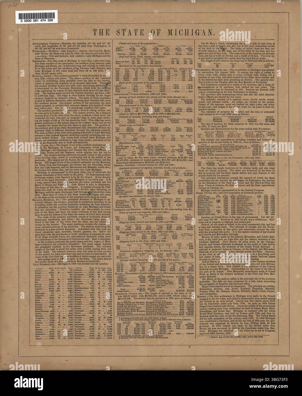 This version of Colton’s Indiana map, detached from an atlas, shows the ...