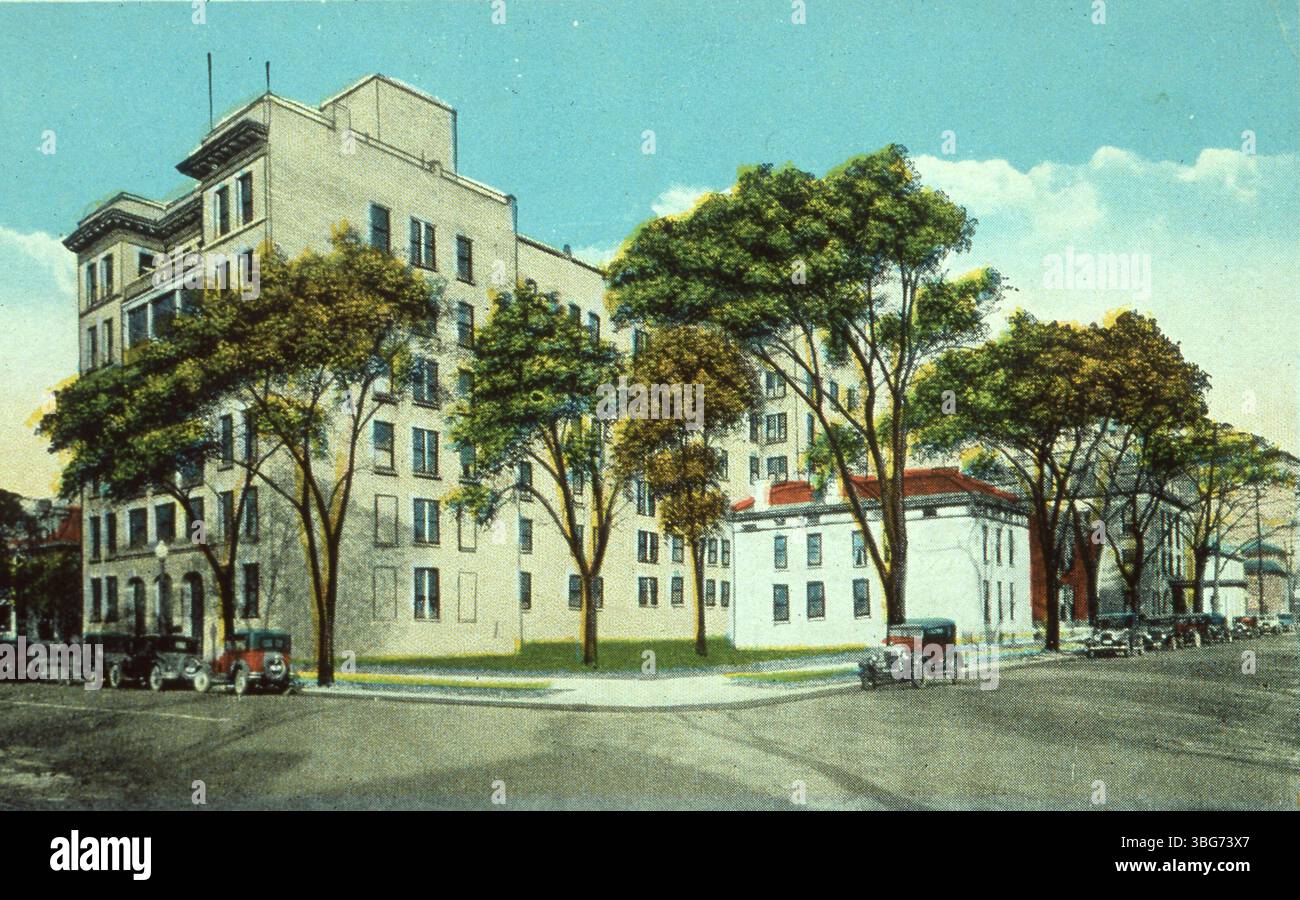 This colorized photograph shows the old Grant Hospital and its Medical ...