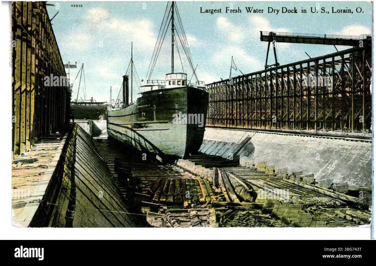 A color postcard depicting the largest freshwater dry dock in the U.S ...