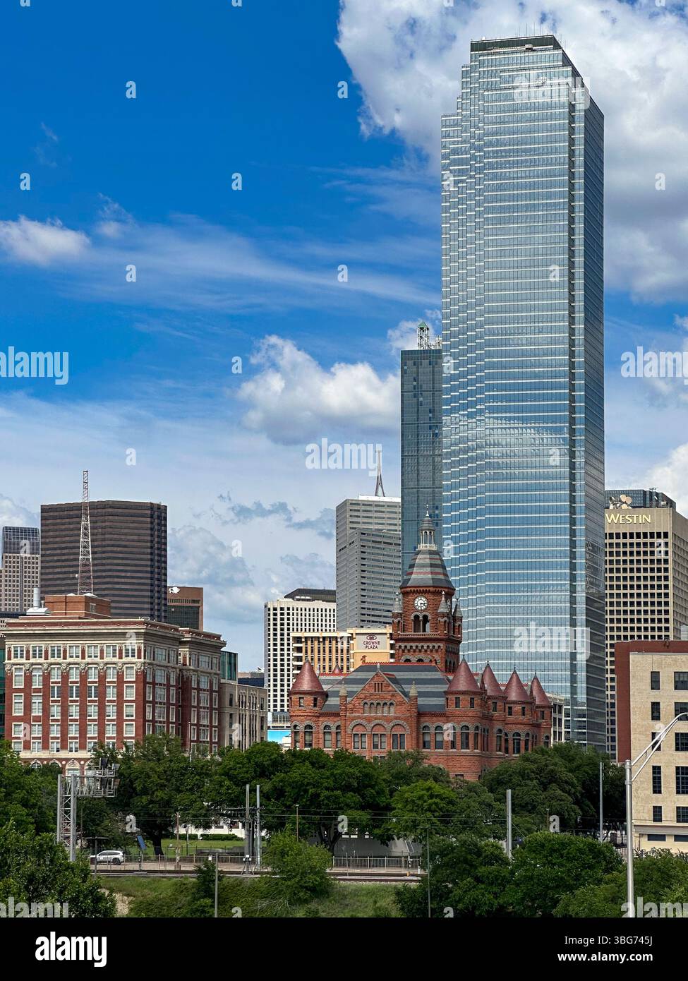 Dallas, TX, US - May 10, 2025: Old Red Courthouse and Bank of America ...