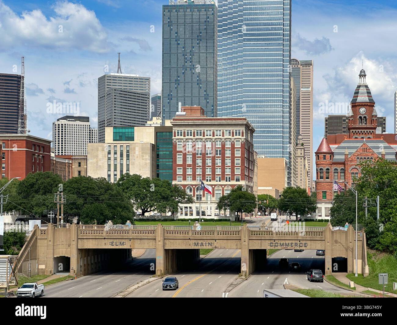 Dallas, TX, US - May 10, 2025: Dallas buildings seen from I-35E Stock ...