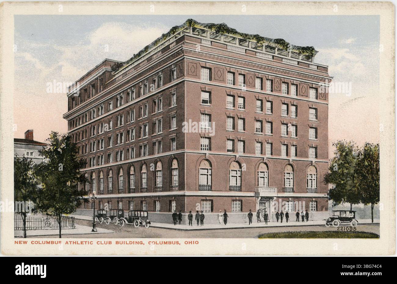 A color postcard showcasing the new Columbus Athletic Club building ...