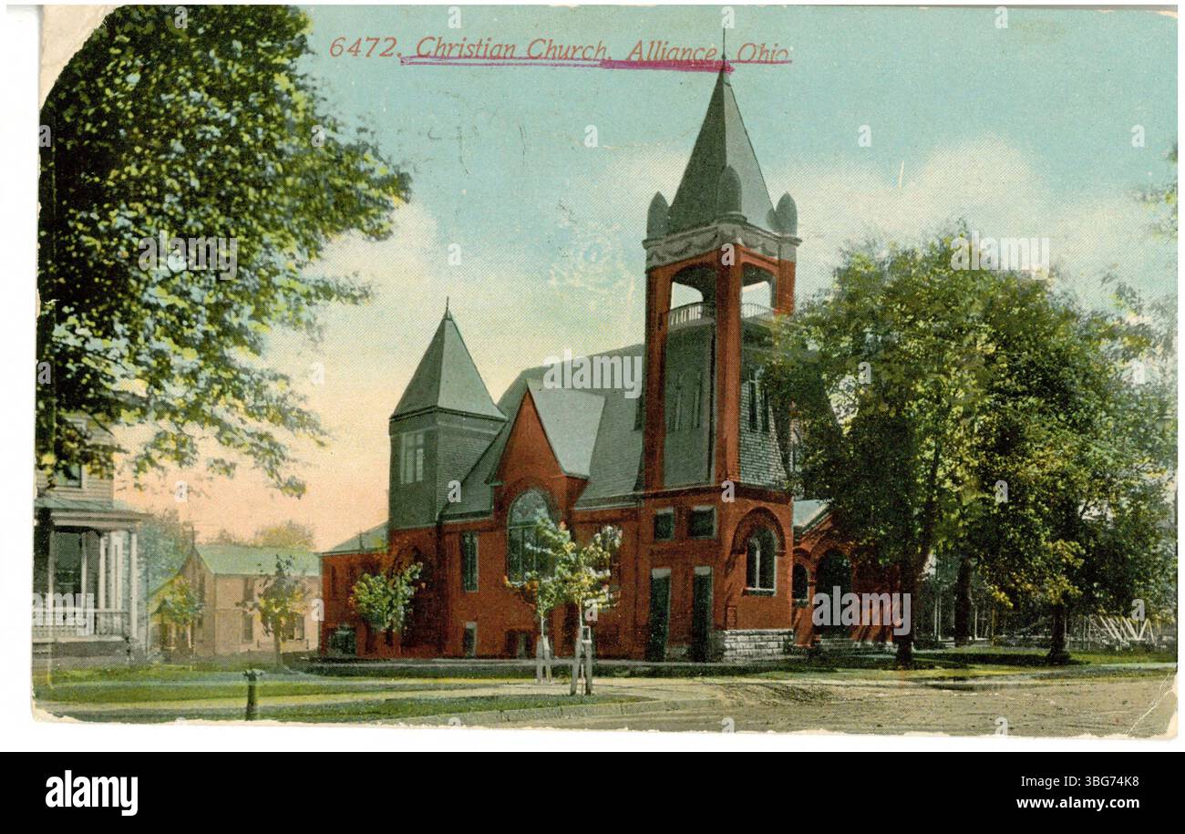 This 1912 photograph features the Christian Church located at East Main ...
