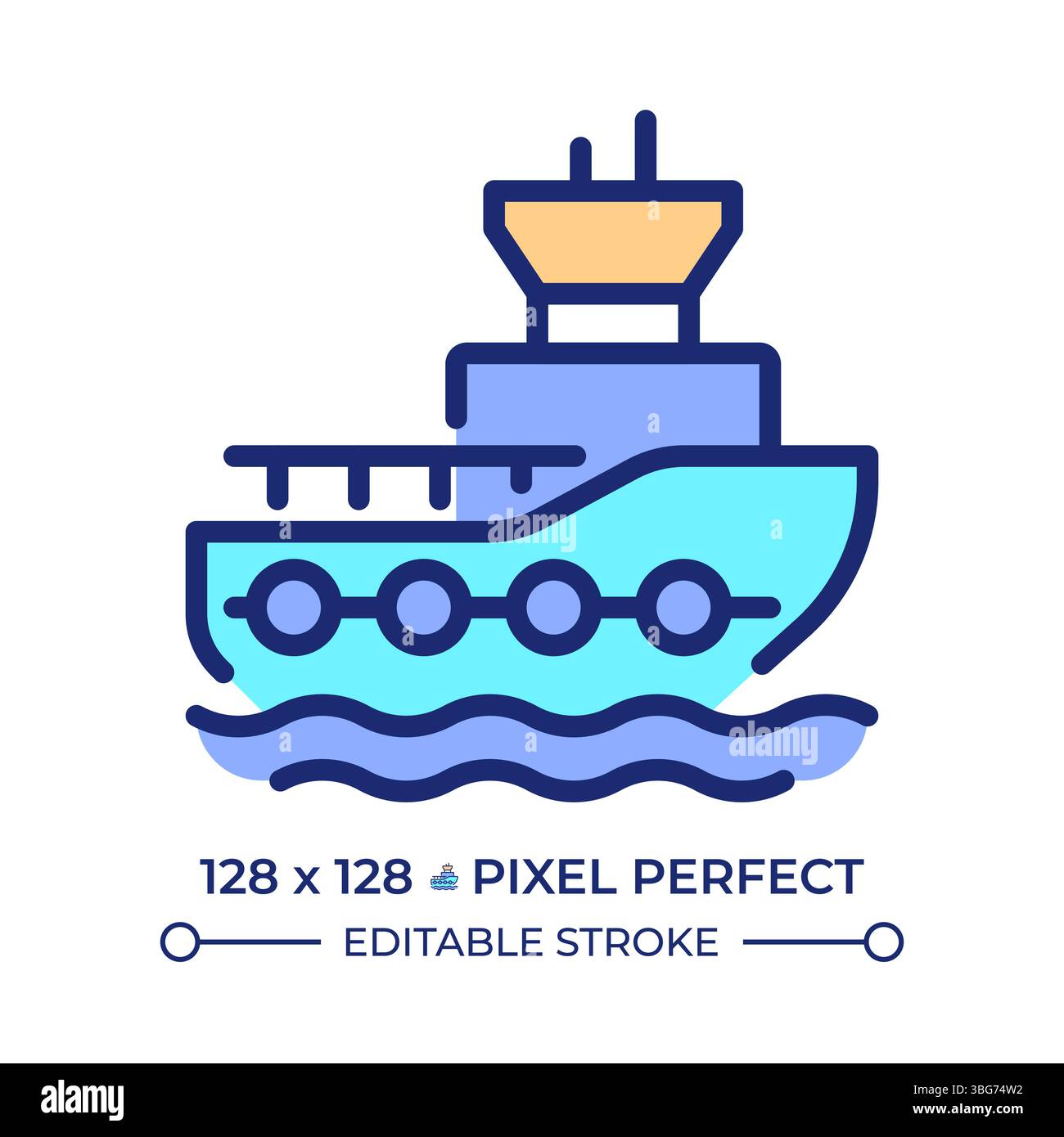 Tugboat pixel perfect line color icon Stock Vector Image & Art - Alamy