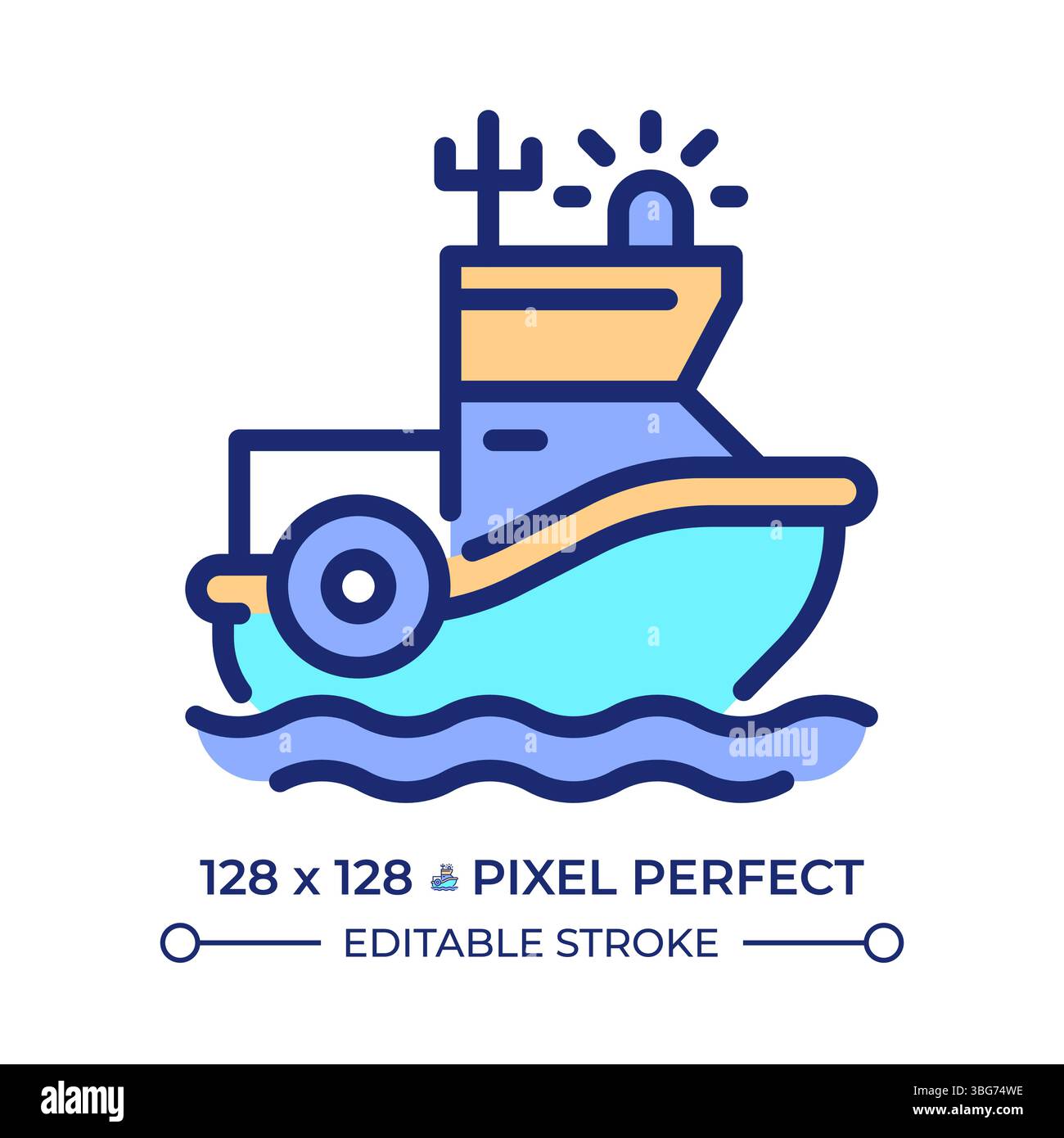 Coast guard boat pixel perfect line color icon Stock Vector Image & Art ...