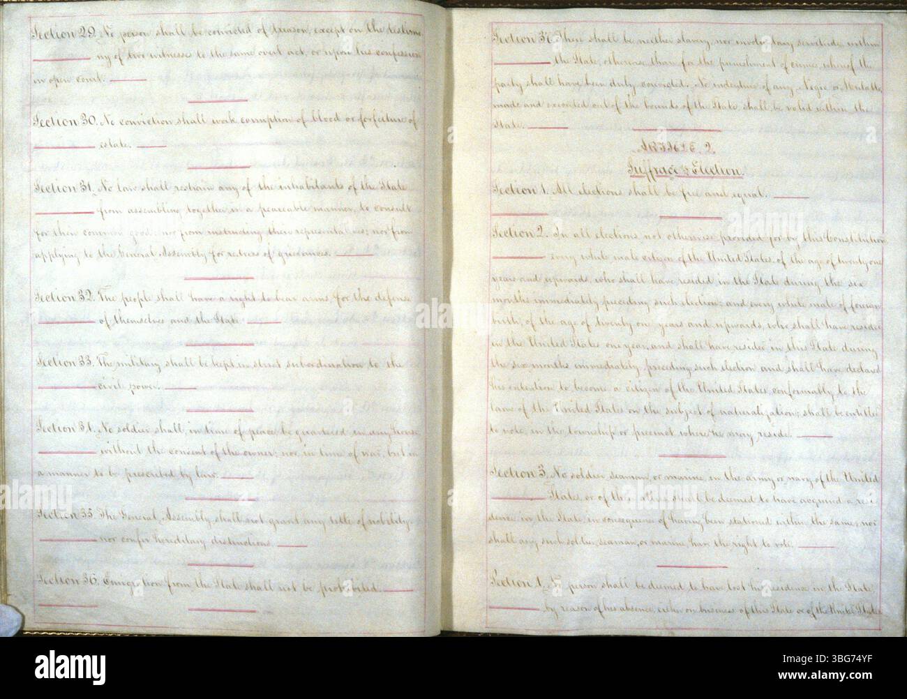 This page from the 1851 Indiana Constitution details additional ...