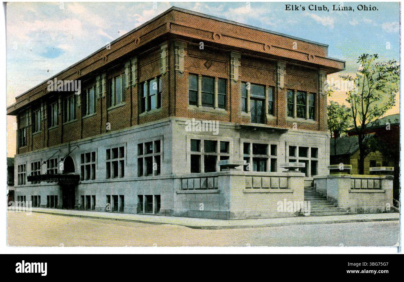The Elk's Club in Lima, Ohio, is a two-story stone and brick building ...