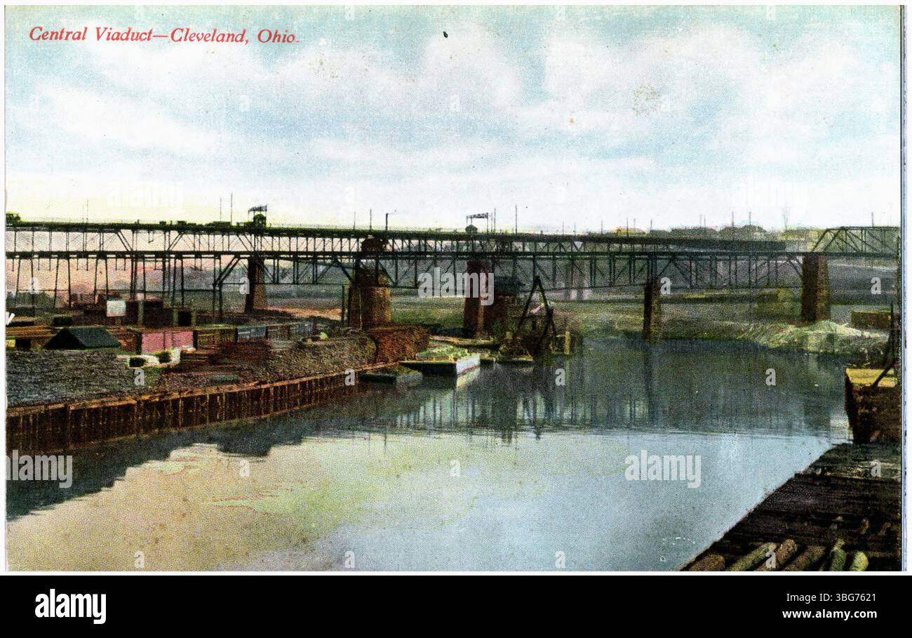 View of the Central Viaduct, a railroad bridge spanning the Cuyahoga ...