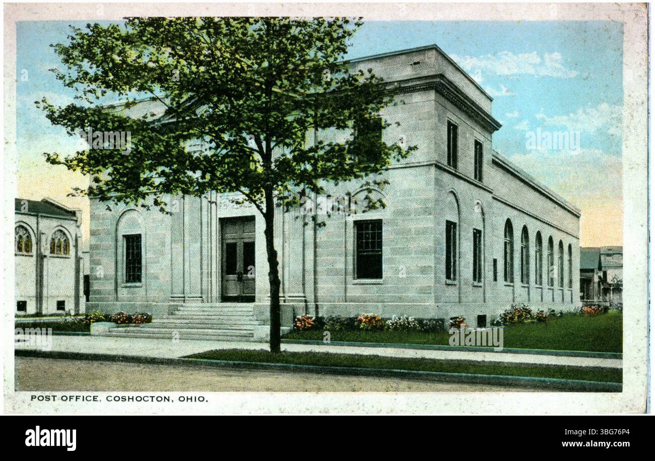 A 1924 view of the Post Office building in downtown Coshocton, Ohio ...