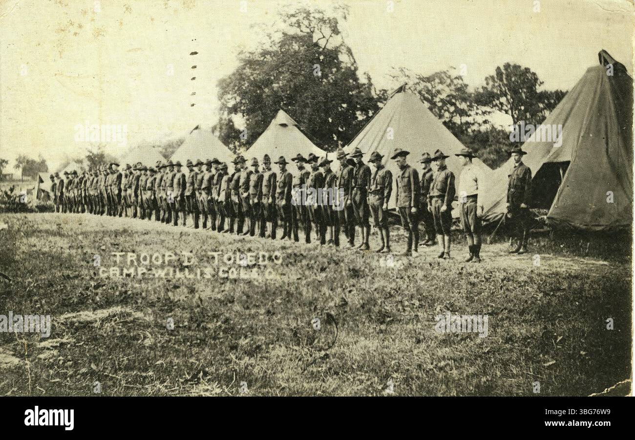 A 1916 photograph of Troop D from Toledo at Camp Willis, Ohio, where ...
