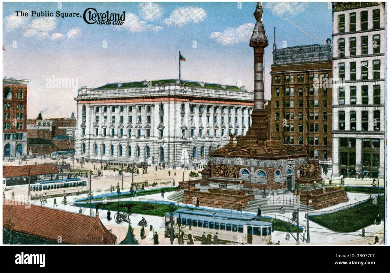This 1916 photograph shows The Public Square in downtown Cleveland ...