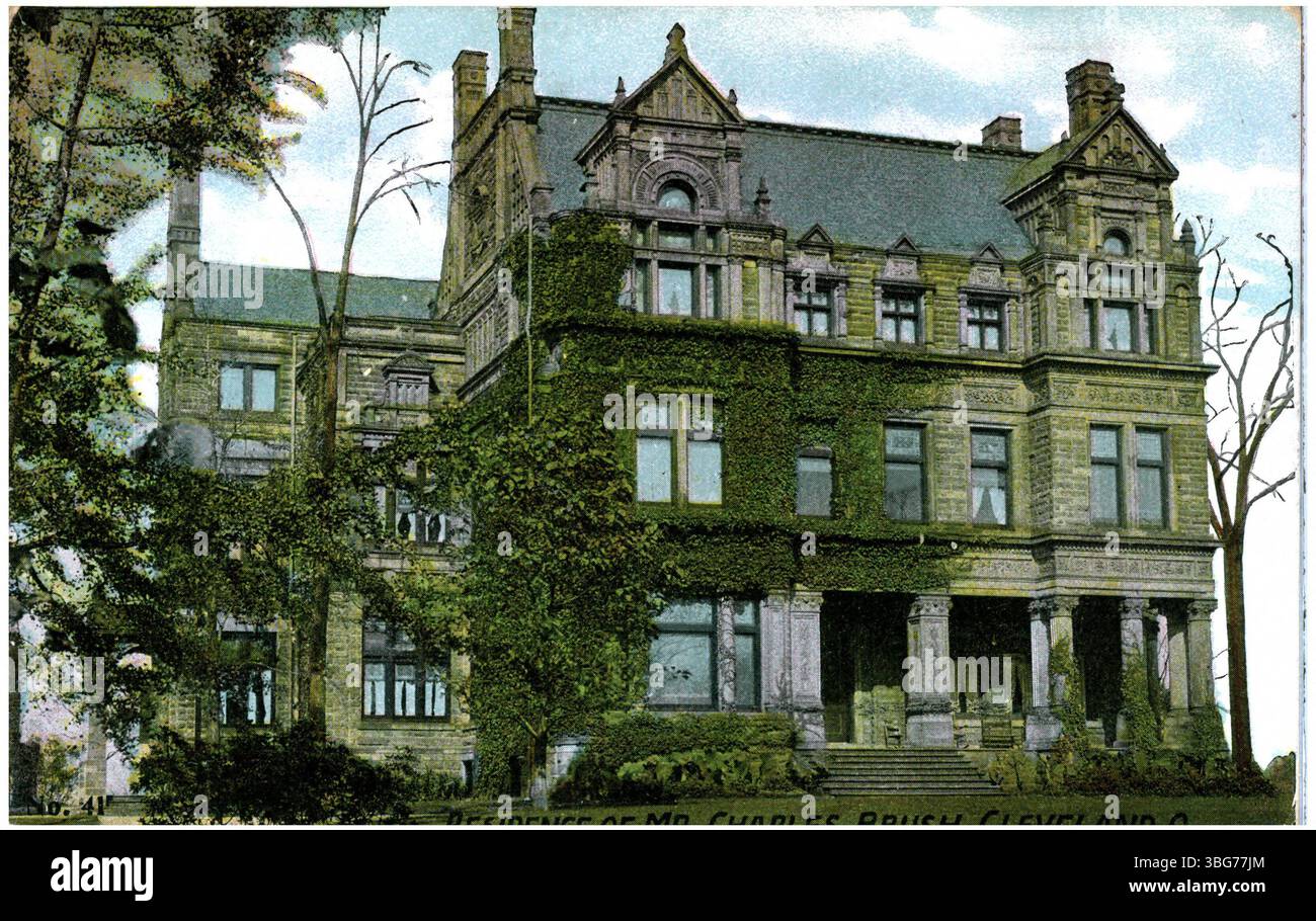 A 1908 image of the residence of Charles Francis Brush in Cleveland ...
