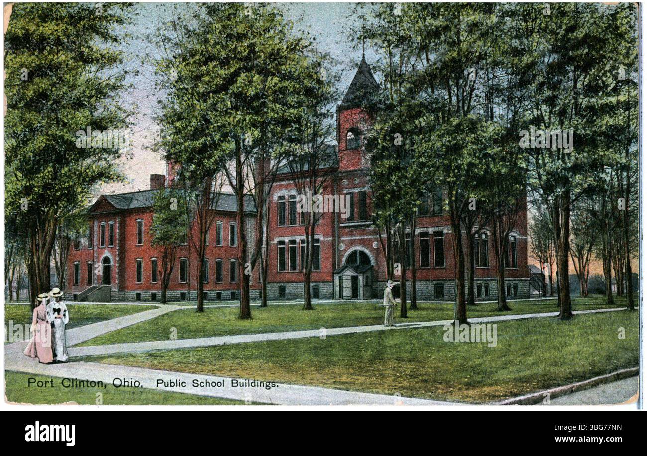 A historic view of the public school buildings in Port Clinton, Ohio ...