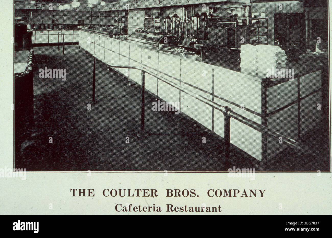 This 1915 photograph shows the interior of Coulter Brothers Cafeteria ...