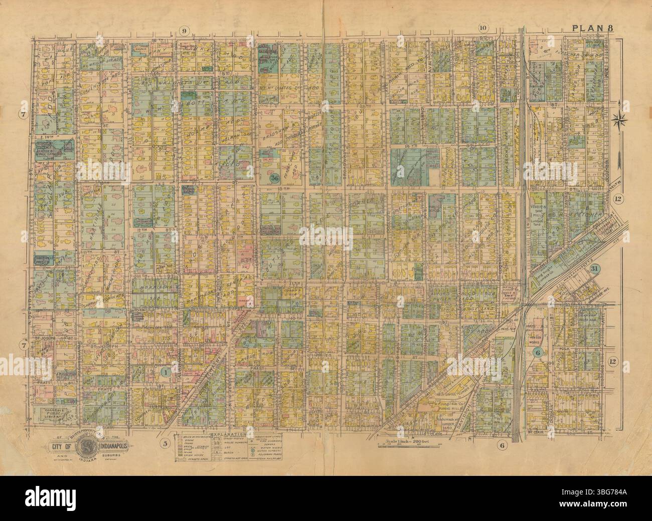 Plan #8 from the 1916 Baist Atlas of Indianapolis shows detailed street ...