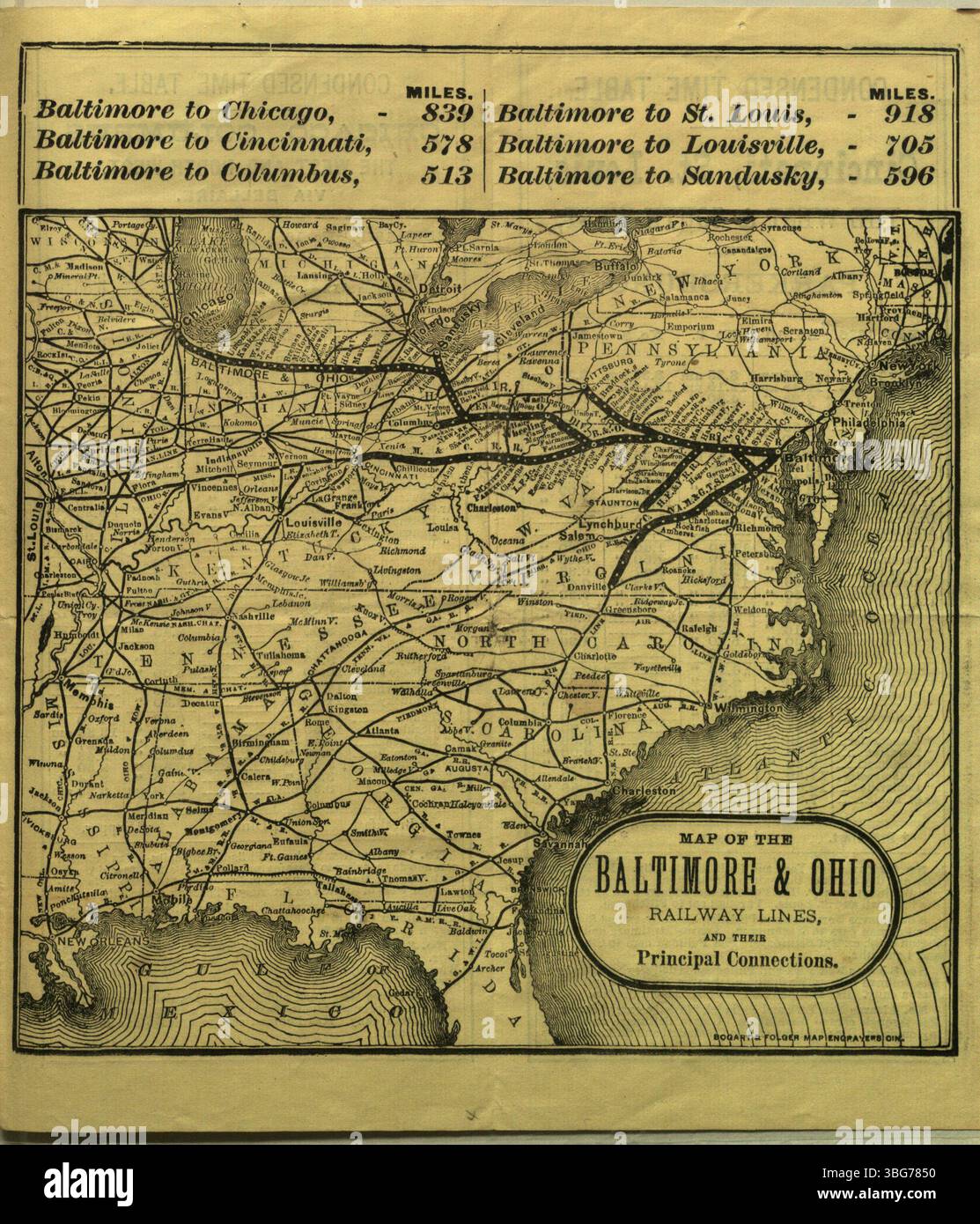 This 1876 time table of the Baltimore and Ohio Railroad includes ...