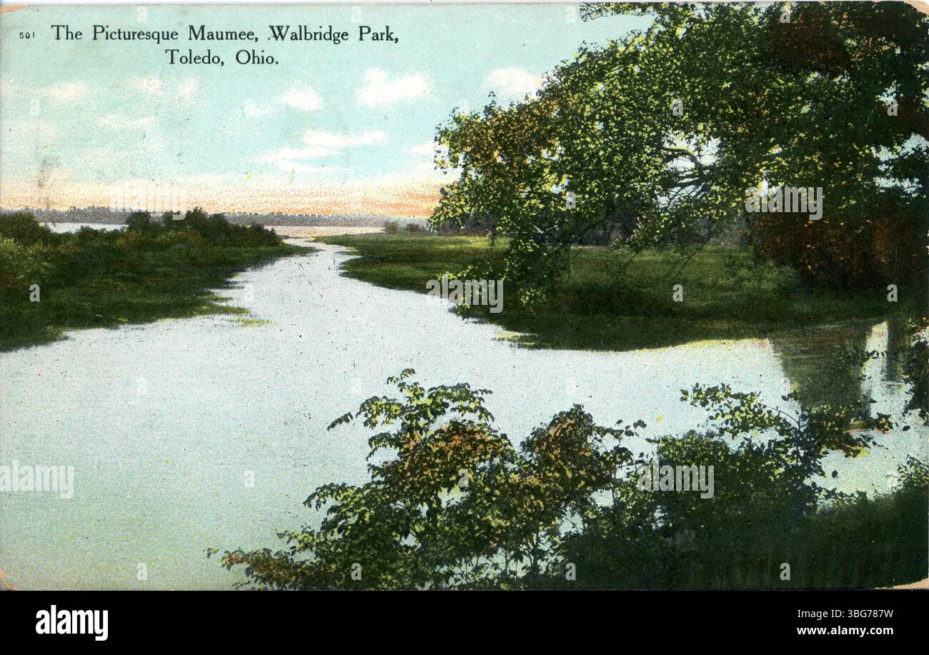 A color postcard of the Maumee River at Walbridge Park in Toledo, Ohio ...