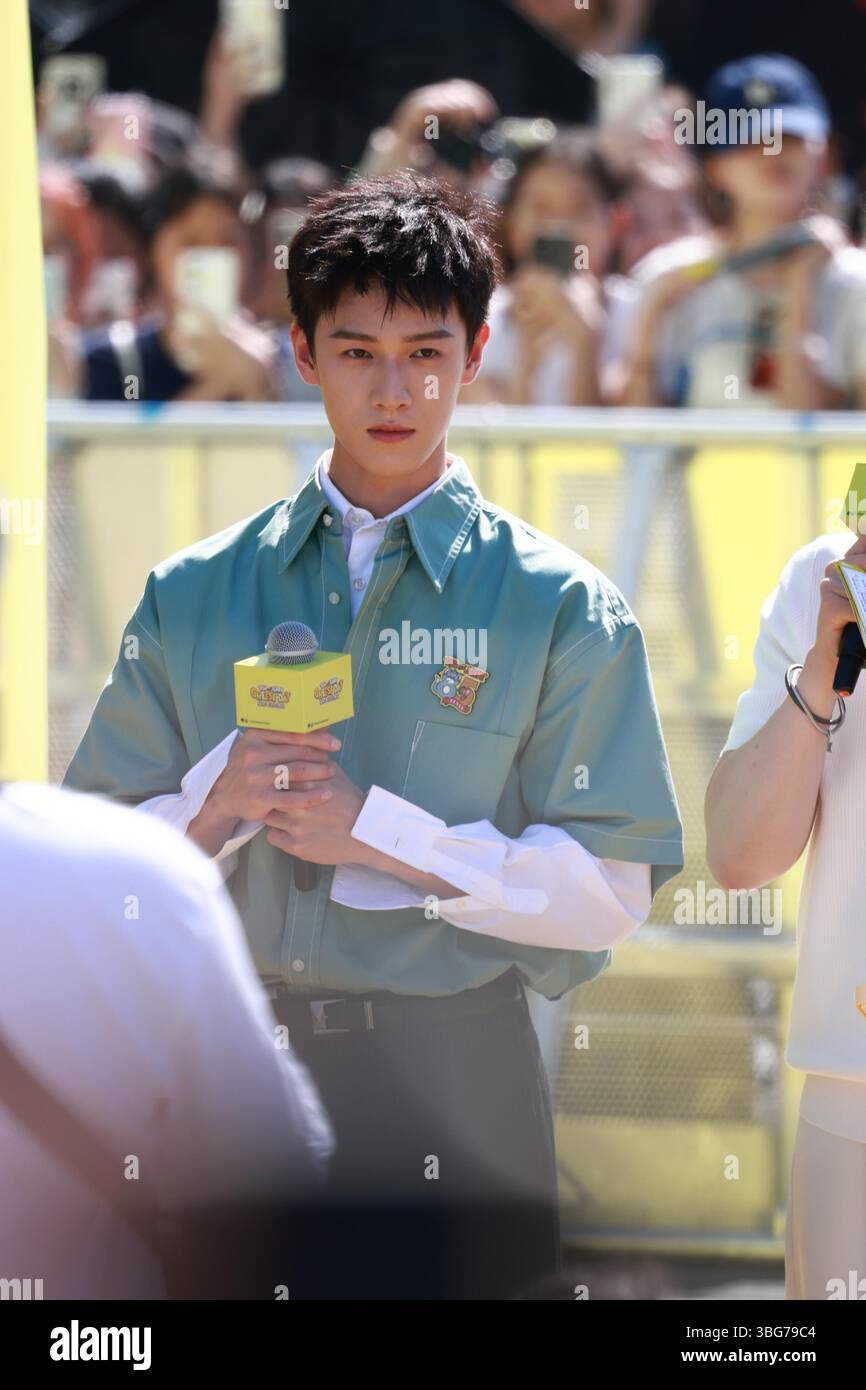 Chinese actor and singer Li Yunrui attends an activity in Shenzhen City, south China's Guangdong ...