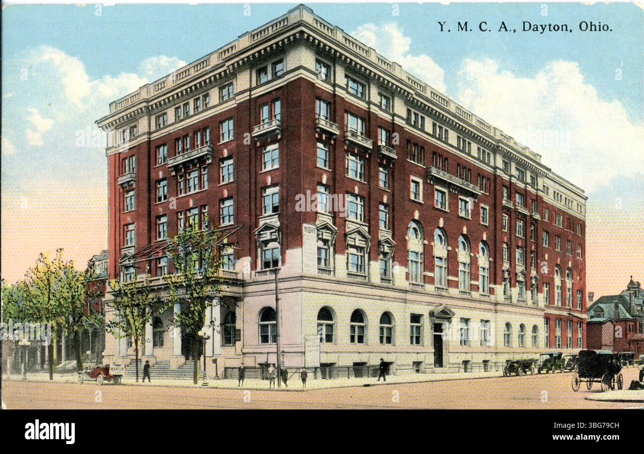 A color postcard of the YMCA building in Dayton, Ohio, showing its ...