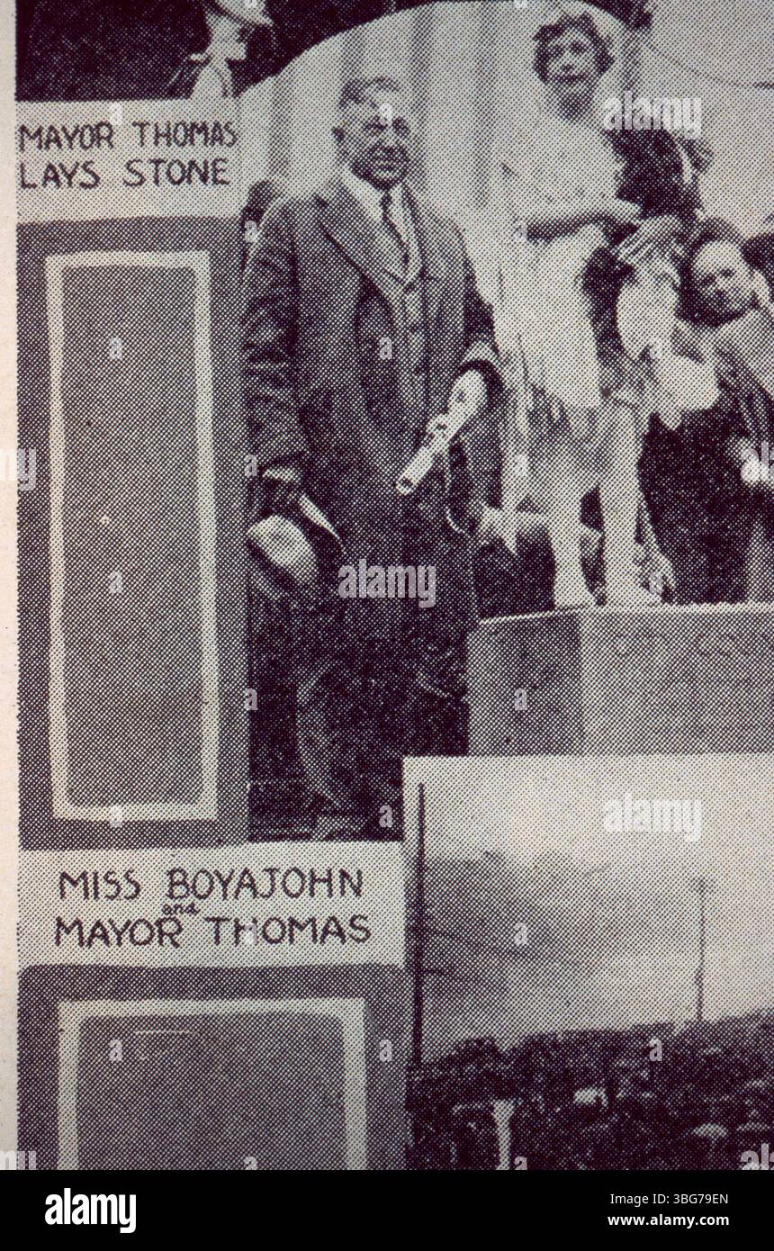 This photograph shows Mayor James John Thomas and Frances Boyajohn at ...