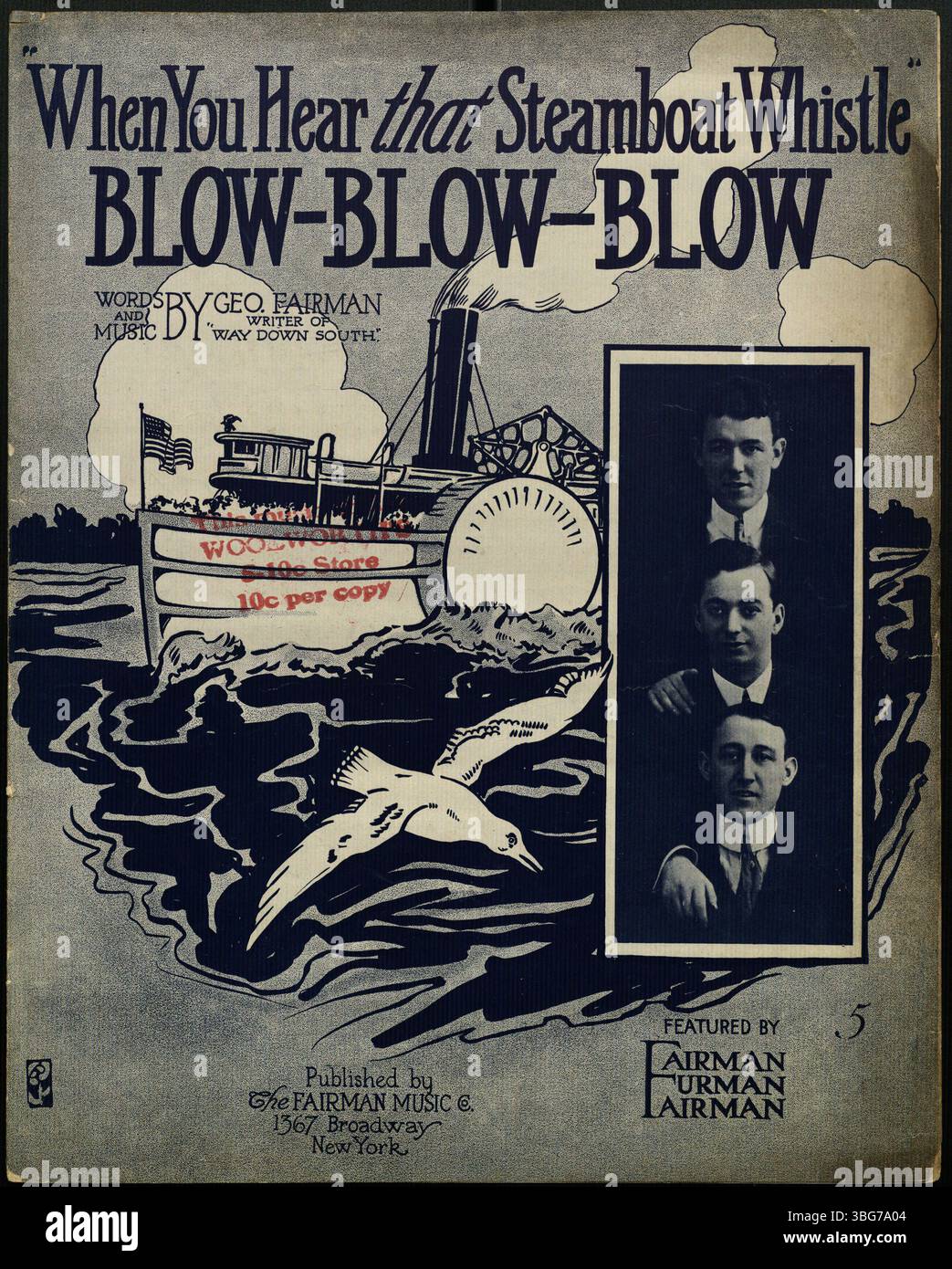 The cover of the 1912 song 'When You Hear That Steamboat Whistle: Blow ...