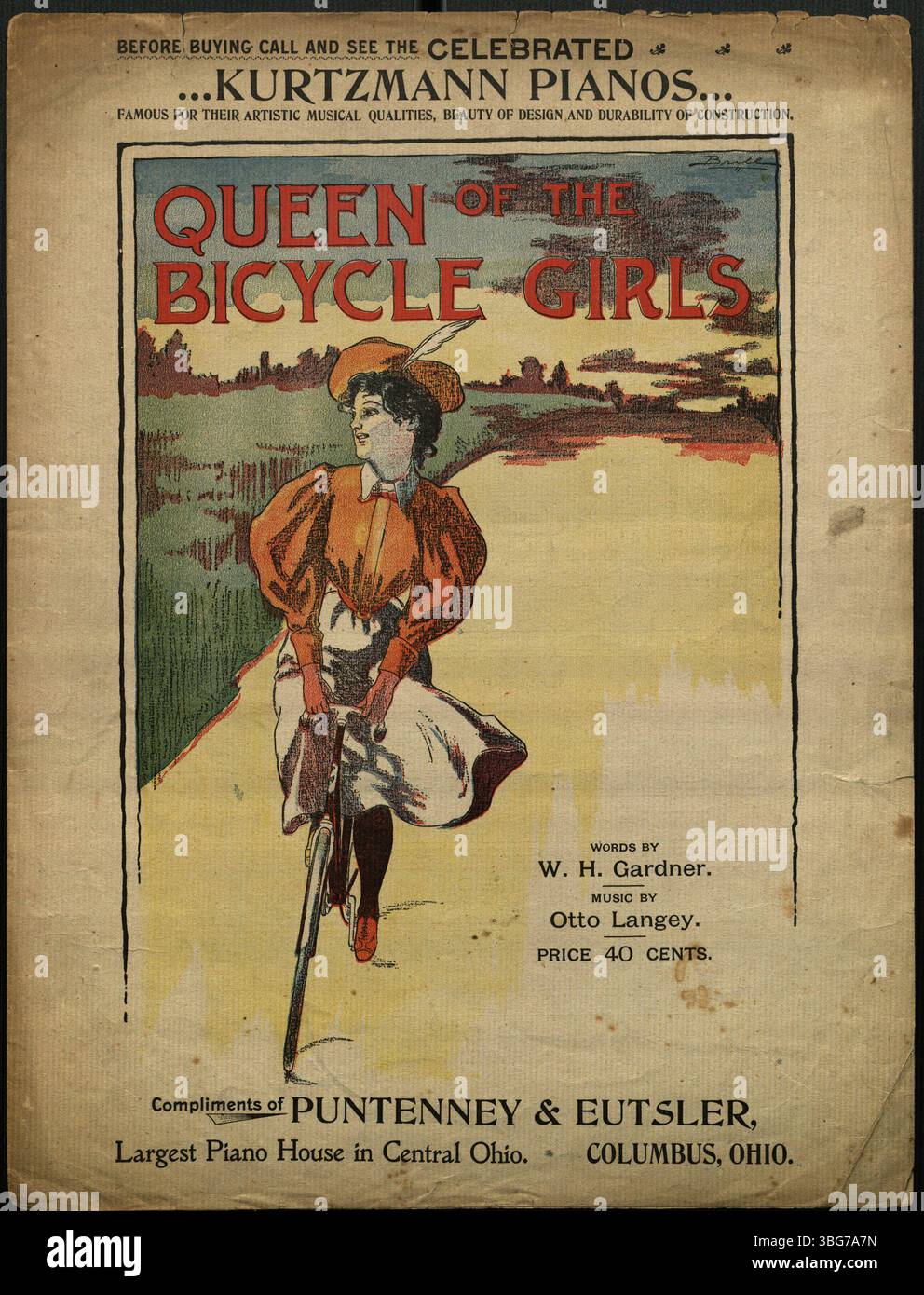 'Queen of the Bicycle Girls' (1897) features a cover illustration of a ...