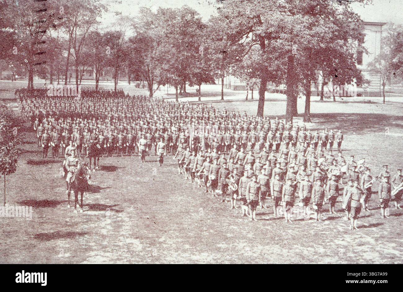 Photograph from 1917 of military companies passing in review at ...