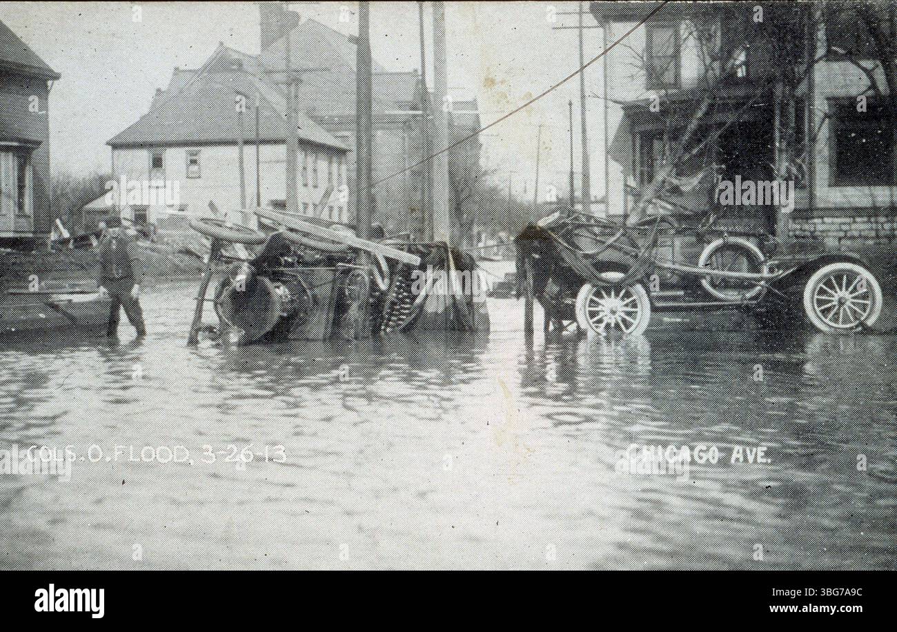 This 1913 photograph depicts the aftermath of the March 1913 flood on ...