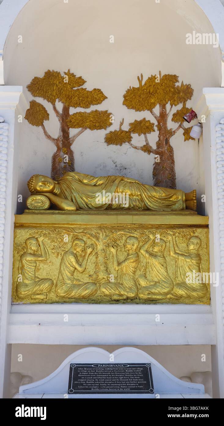 Sri Lanka, Galle, The Sleeping Buddha Statue in Golden Color on ...