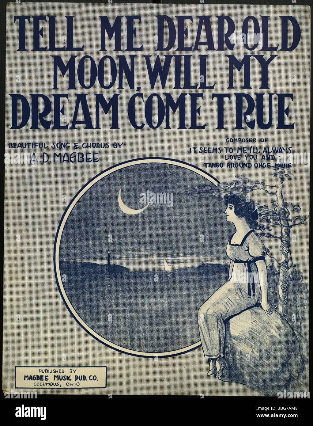 'Tell Me Dear Old Moon Will My Dream Come True' (1914) depicts a young ...
