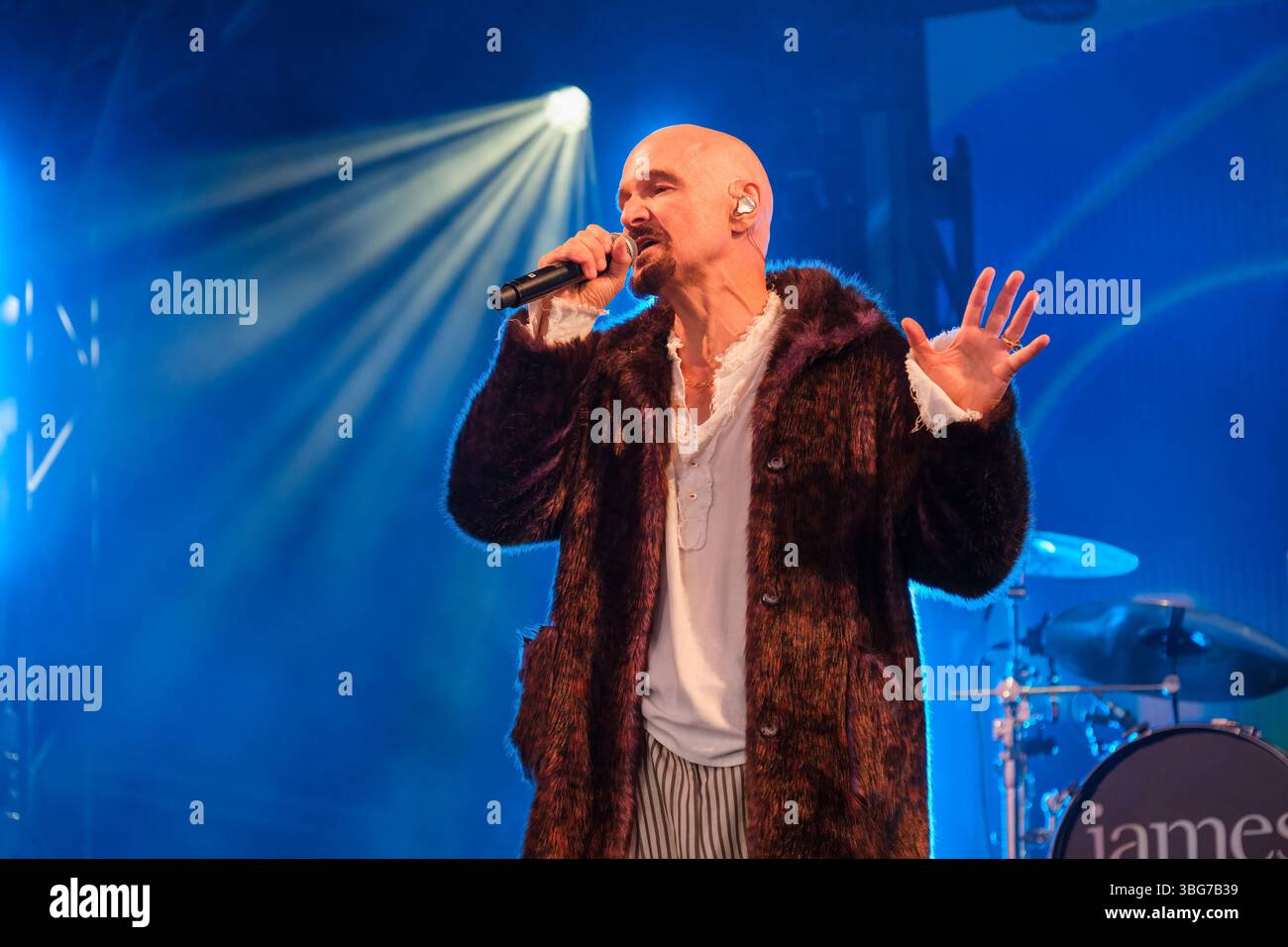 Tim Booth of James performing at Wychwood Festival, Cheltenham, UK. May ...