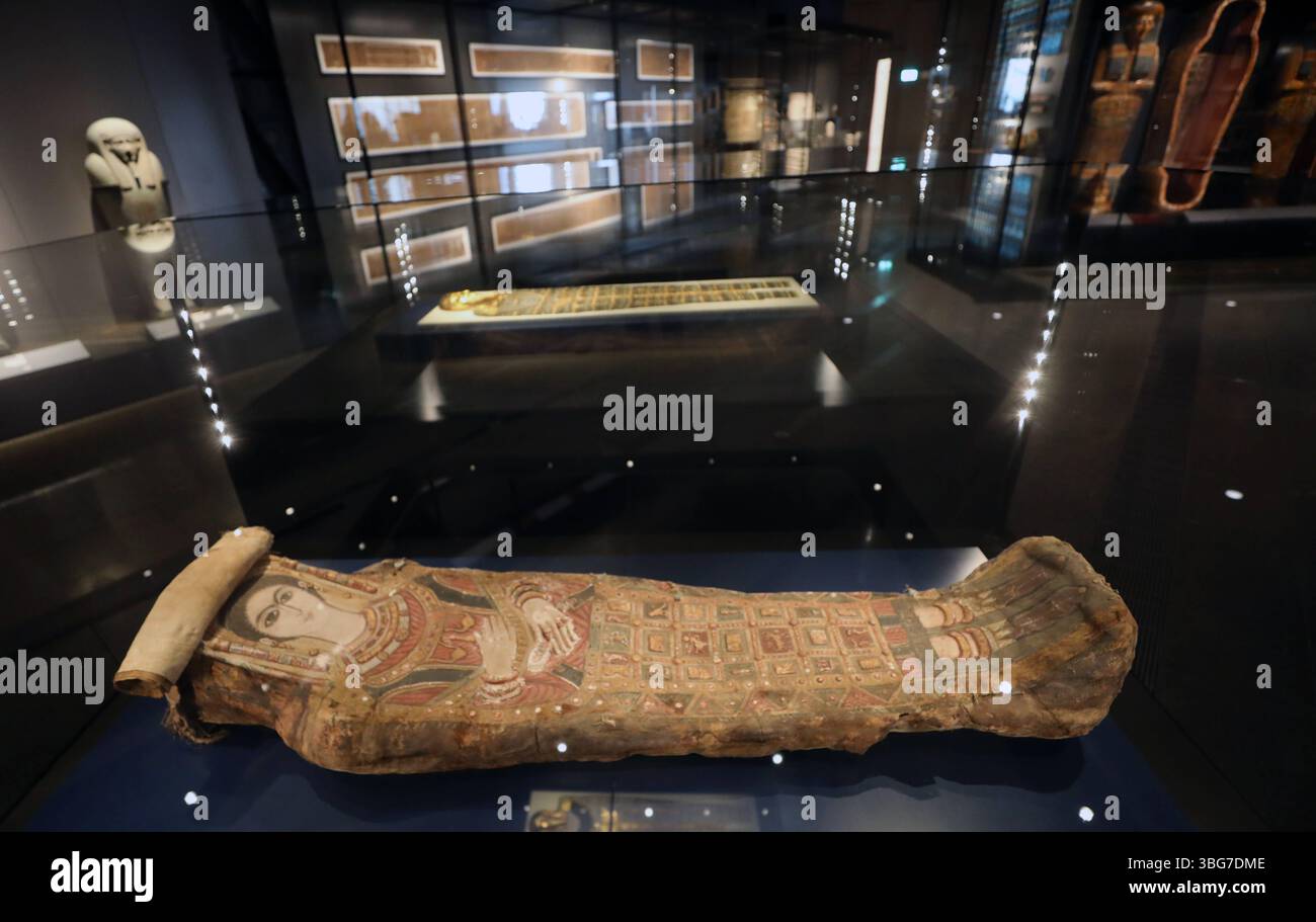 The Grand Egyptian Museum in Egypt Pharaonic status displayed at the ...