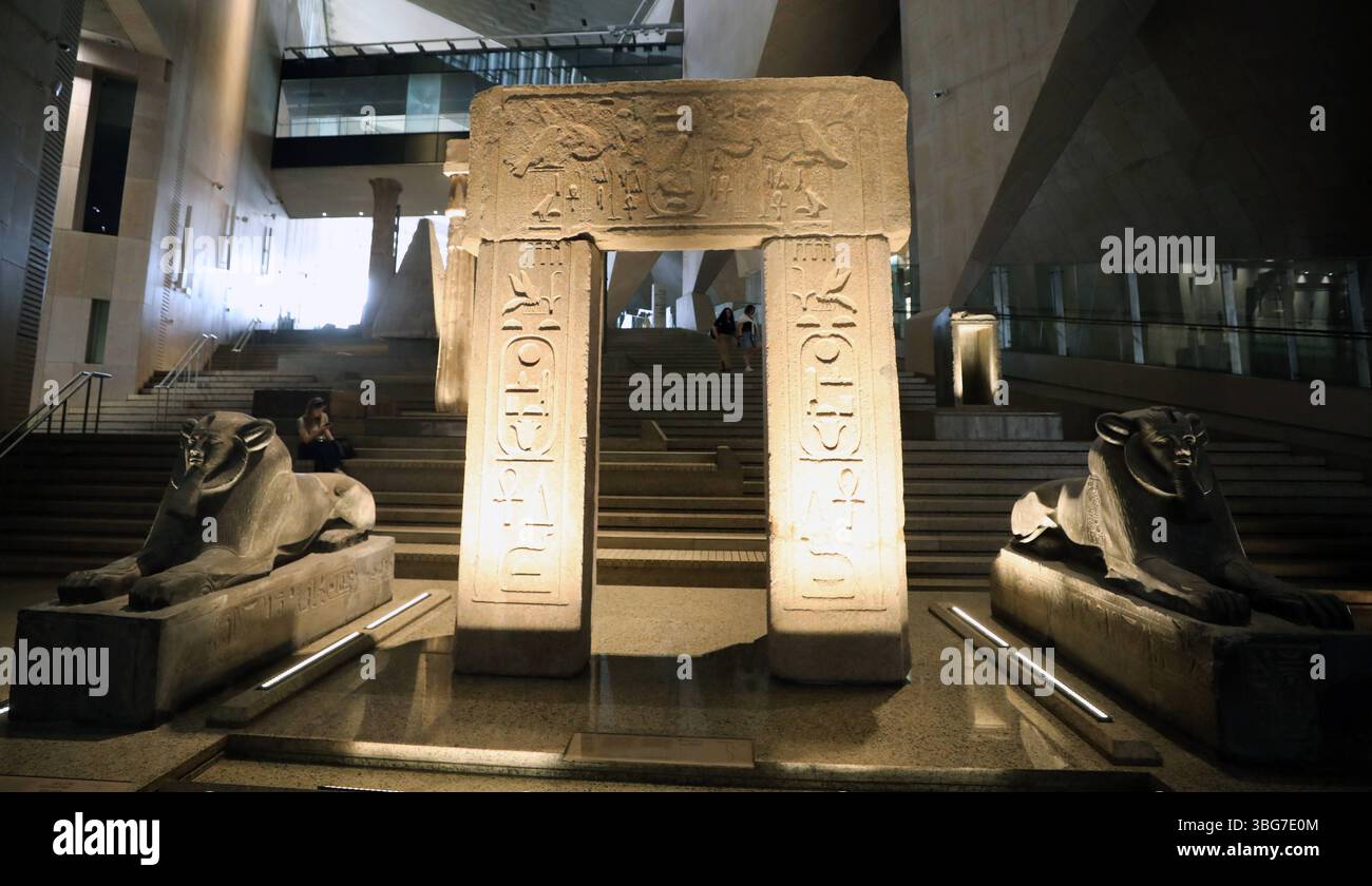 The Grand Egyptian Museum in Egypt Pharaonic status displayed at the ...