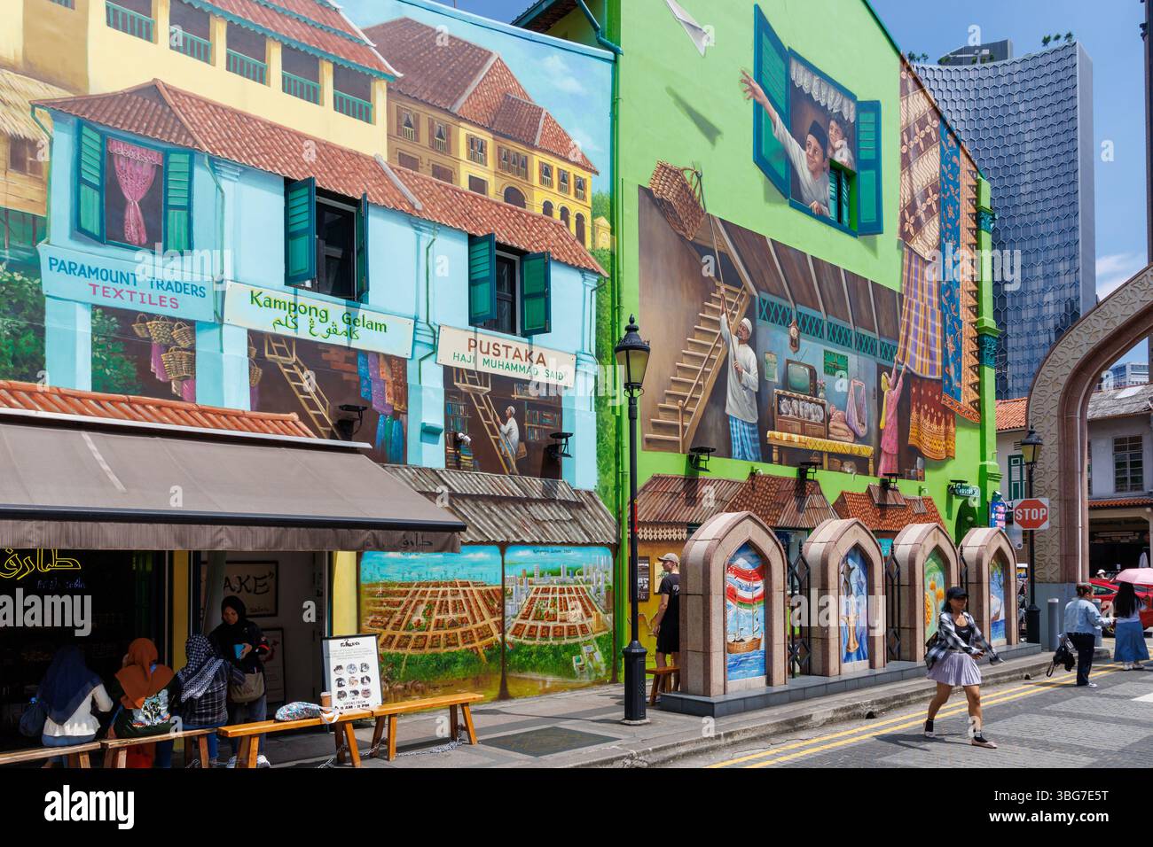 Street art by the artist Yip Yew Chong. Kampong Glam Malay heritage ...
