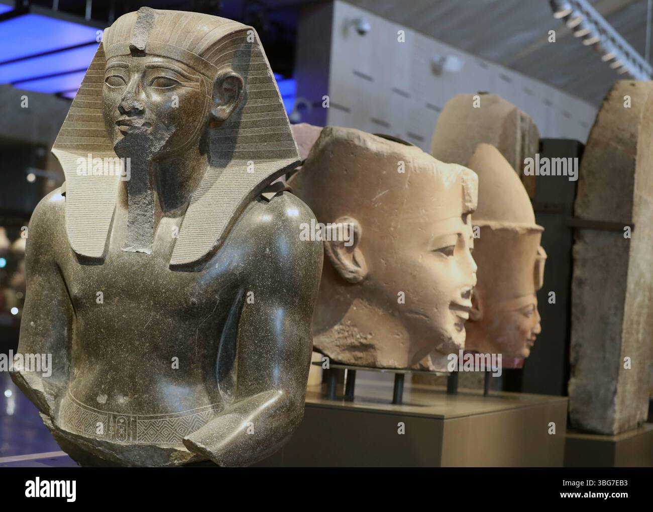 The Grand Egyptian Museum in Egypt Pharaonic status displayed at the ...