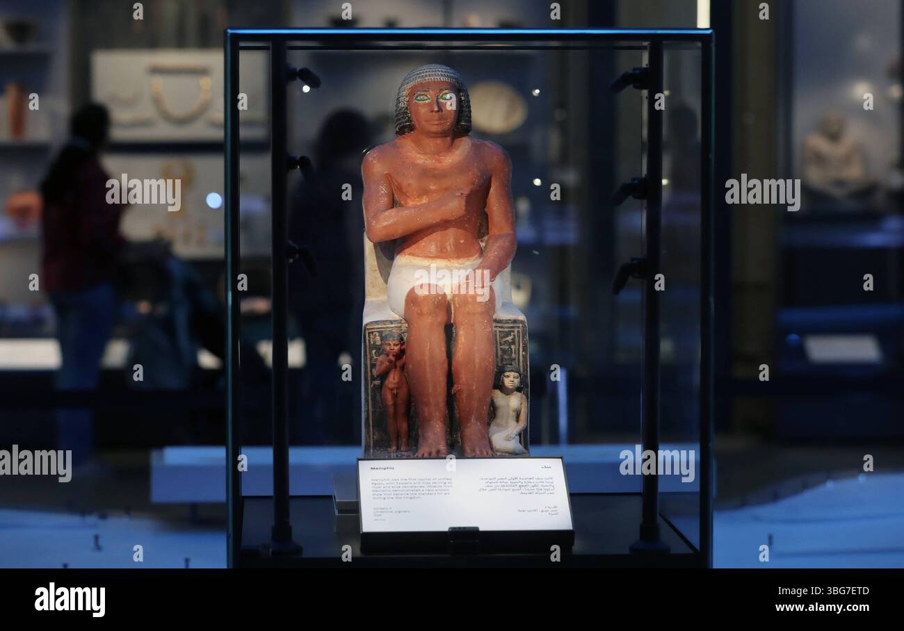 The Grand Egyptian Museum in Egypt Pharaonic status displayed at the ...