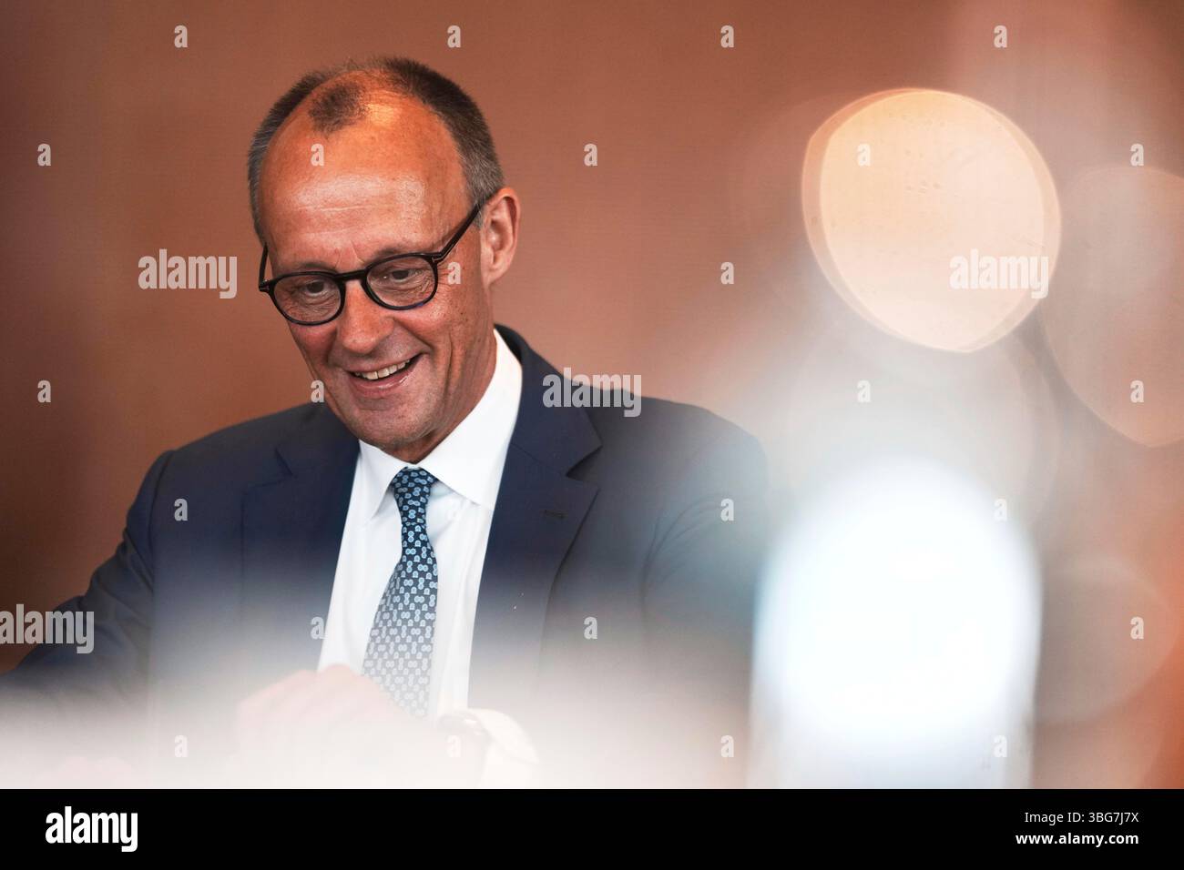 German Chancellor Friedrich Merz arrives for the cabinet meeting at the ...