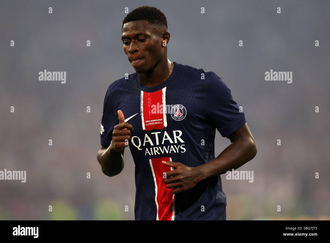 Nuno Mendes of Paris Saint-Germain Fc looks on during the UEFA ...