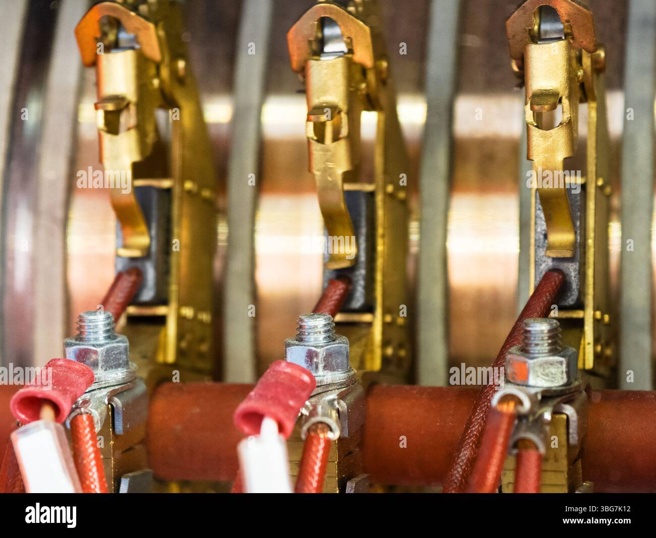 Detailed view of motor brush assembly and commutator highlighting ...