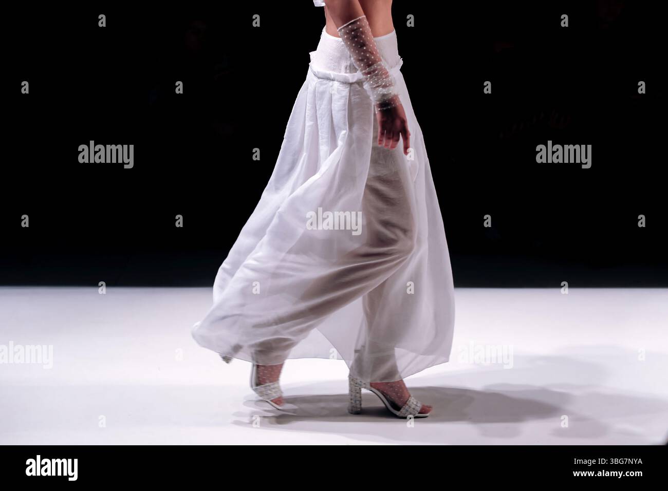 White long skirt, satin gloves and high heels. Women's fashion and ...