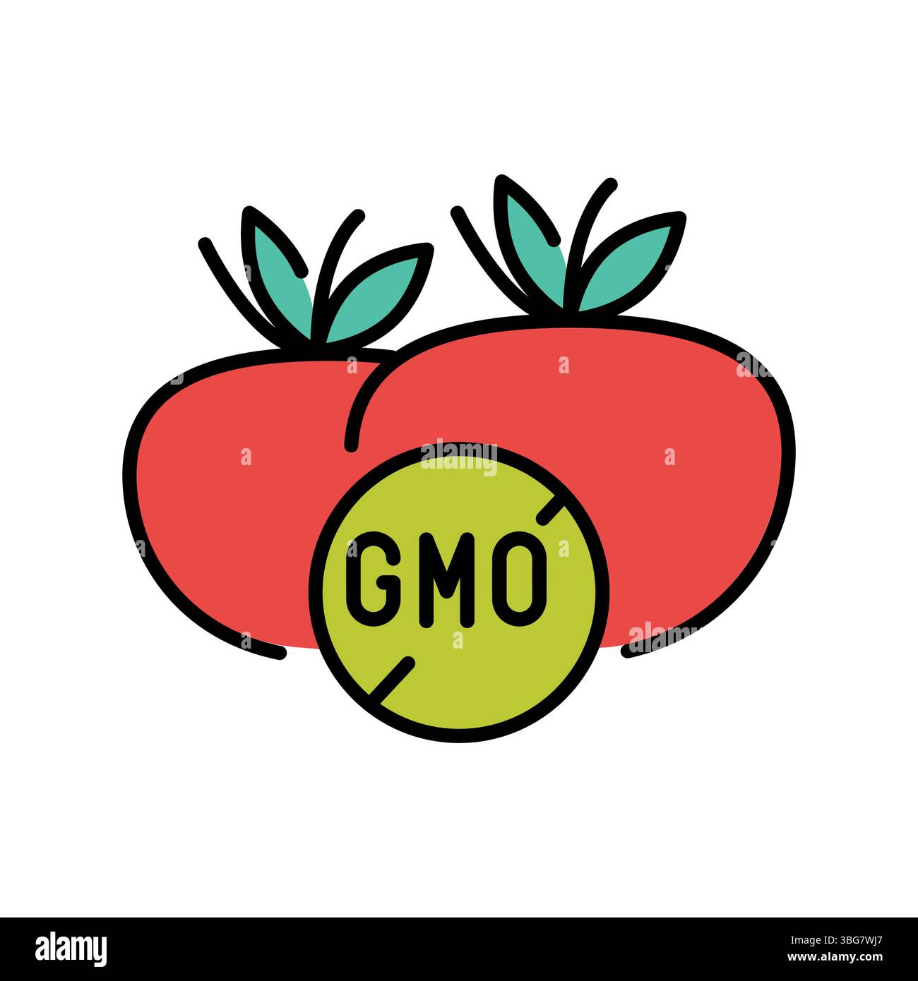 GMO free color line icon for digital and print projects. Minimal clean ...