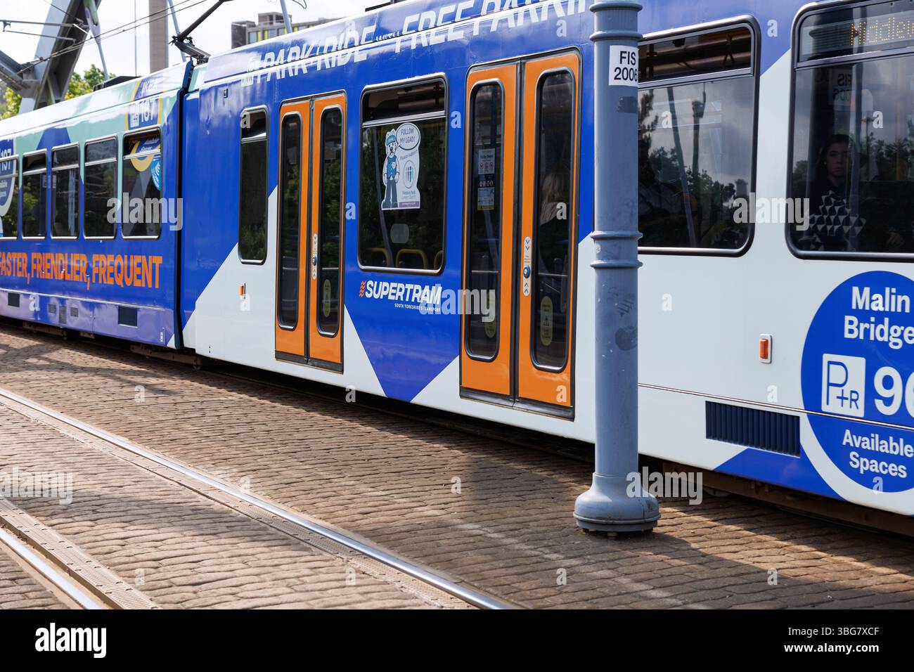 A Sheffield Supertram tram service iin Sheffield city centre on the day ...