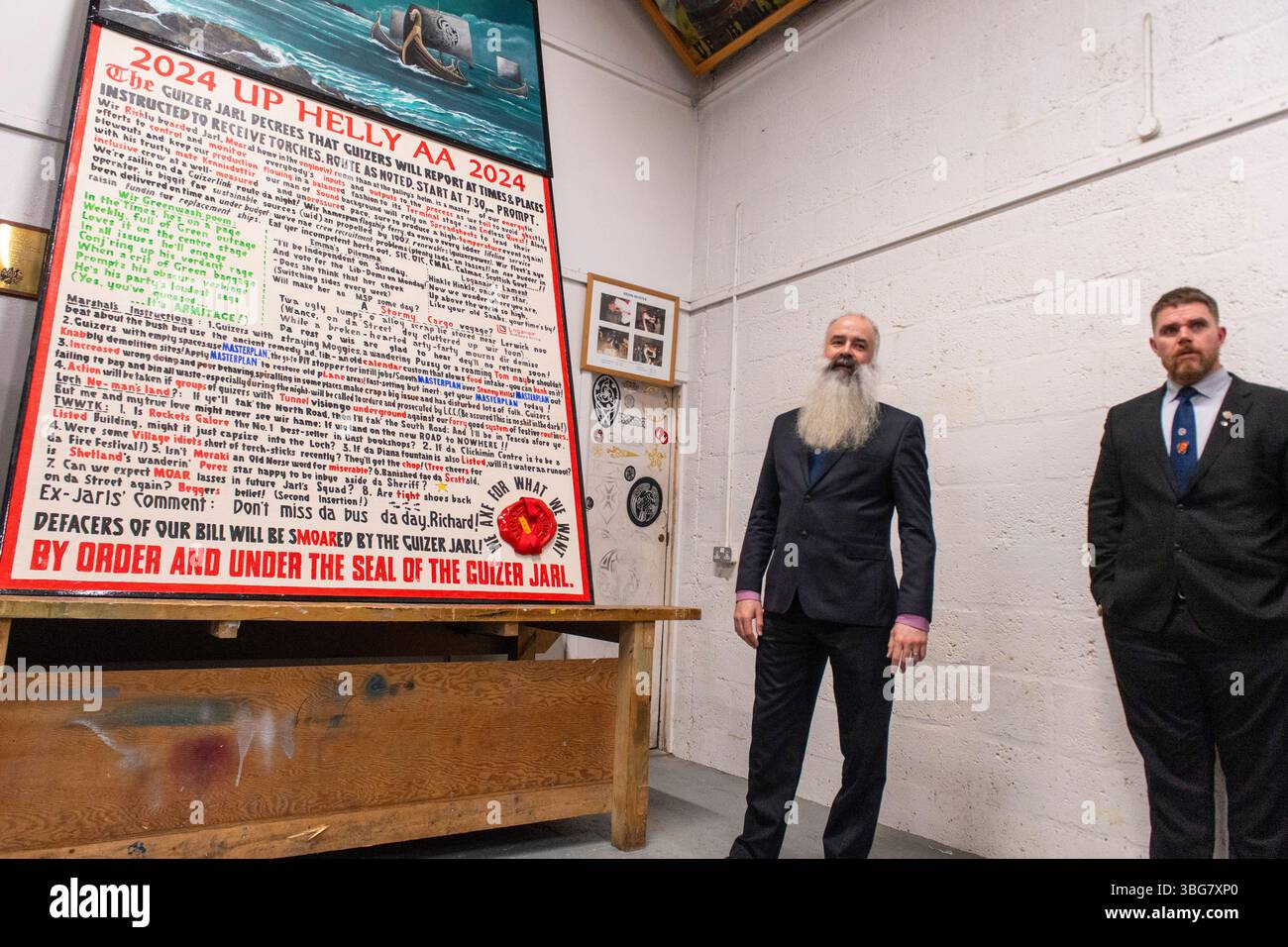 In a deeply rooted tradition, the Guizer Jarl signs the Proclamation ...