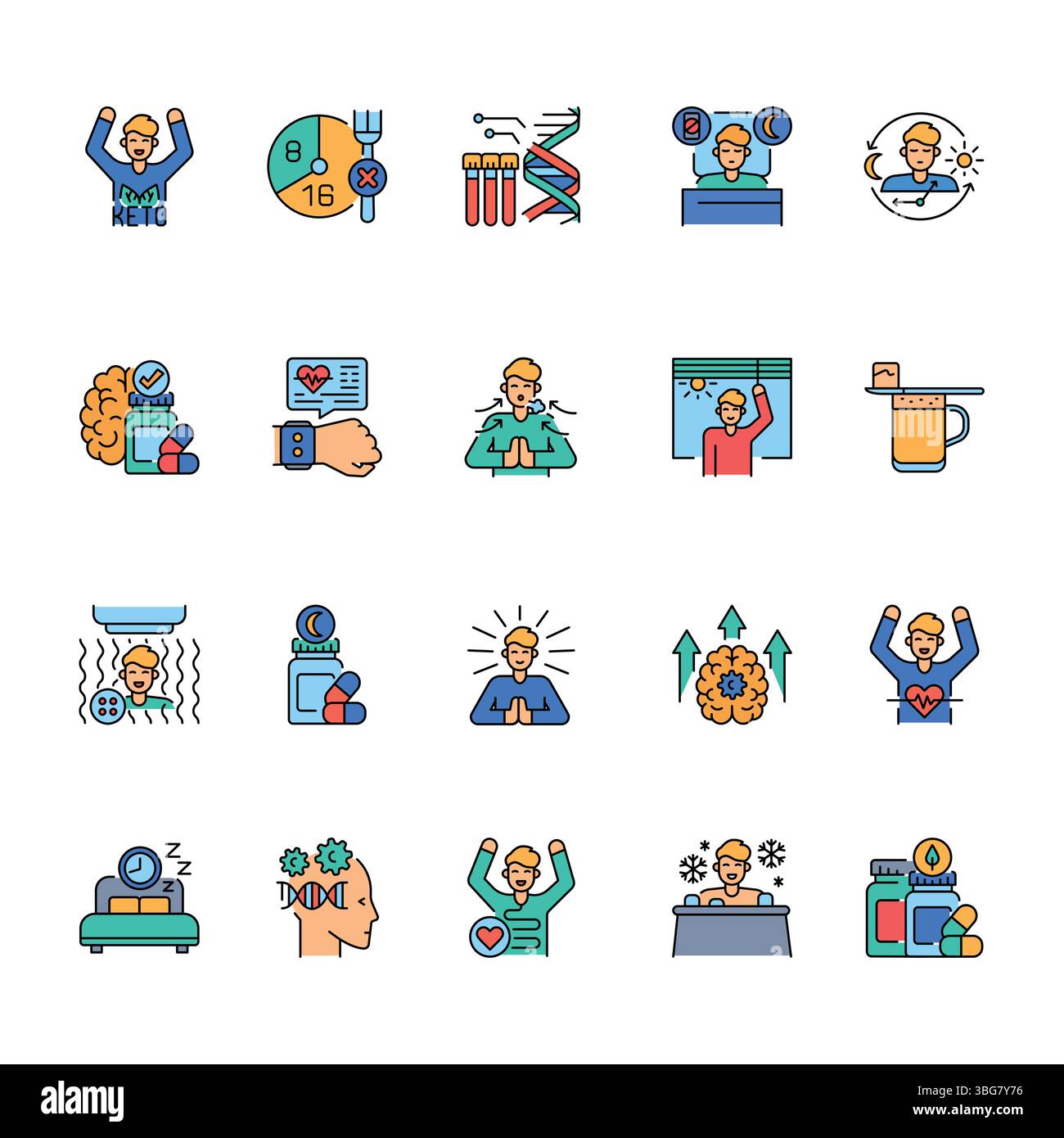 nutritionology color line icons set for digital and print projects ...